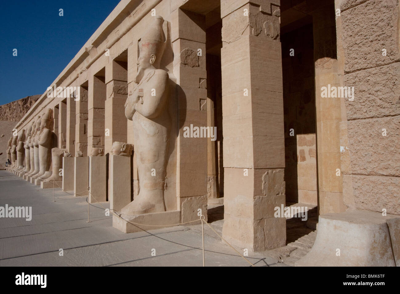 Osiride statues in the Punt Colonnade of the Hatshepsut Temple in ...