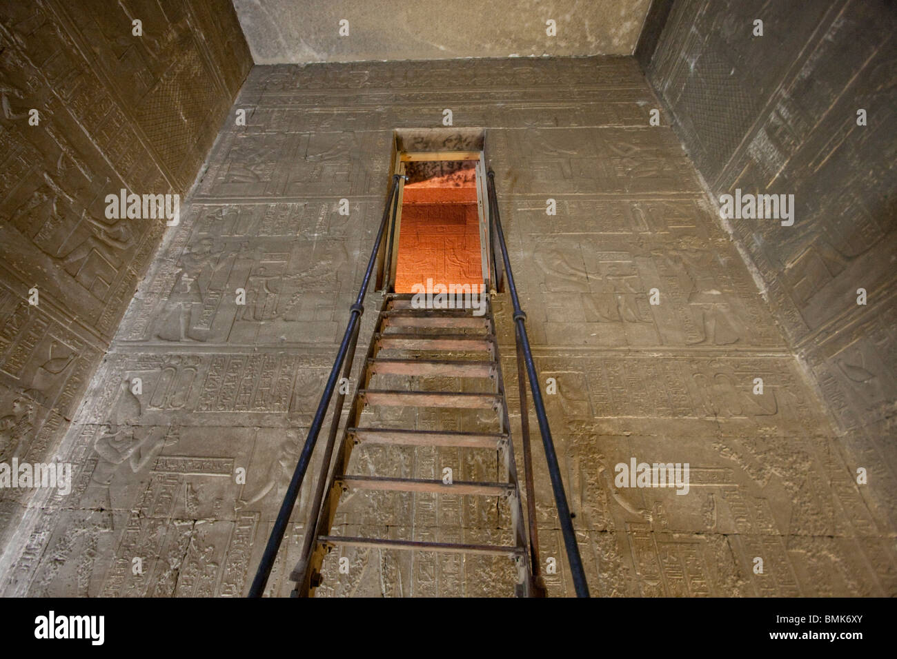 Ladder leading to a hidden a hidden crypt in the central chapel of the ...