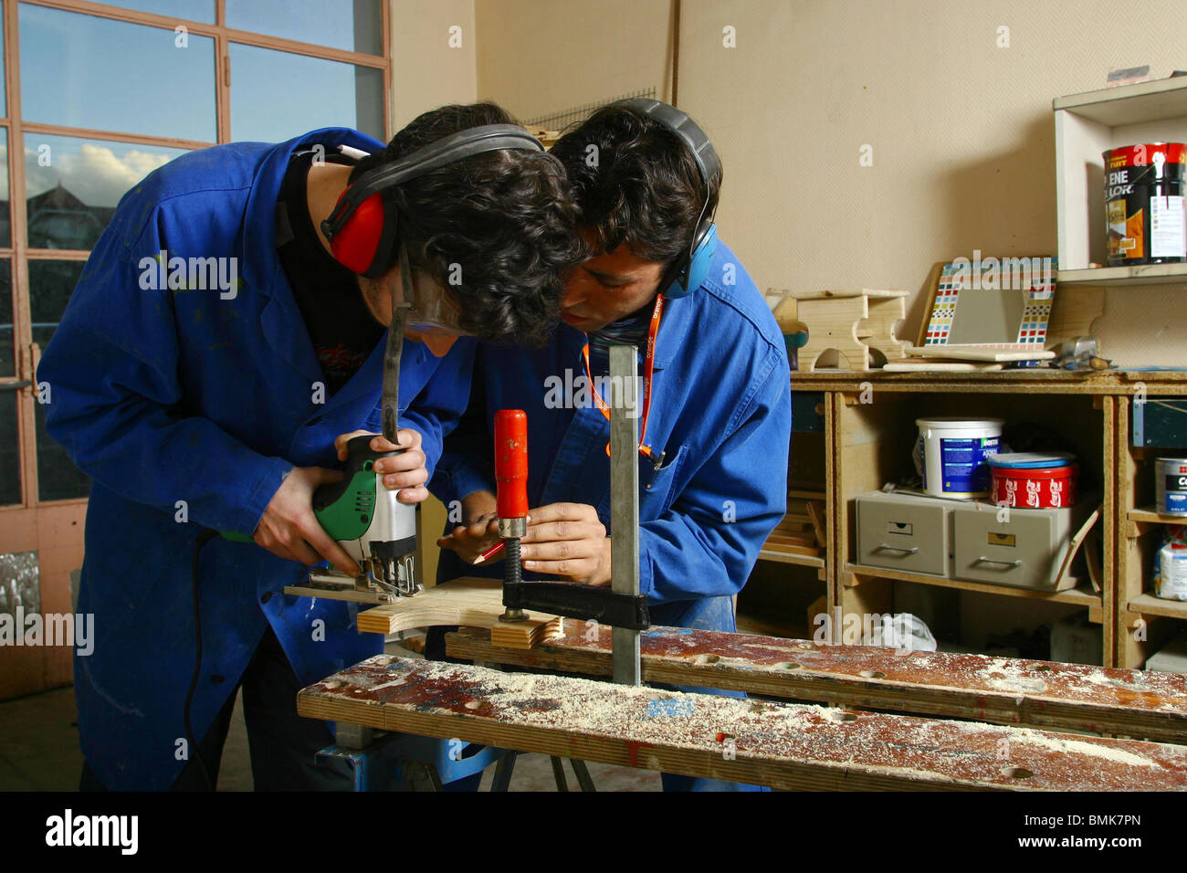 Carpenters at work Stock Photo - Alamy