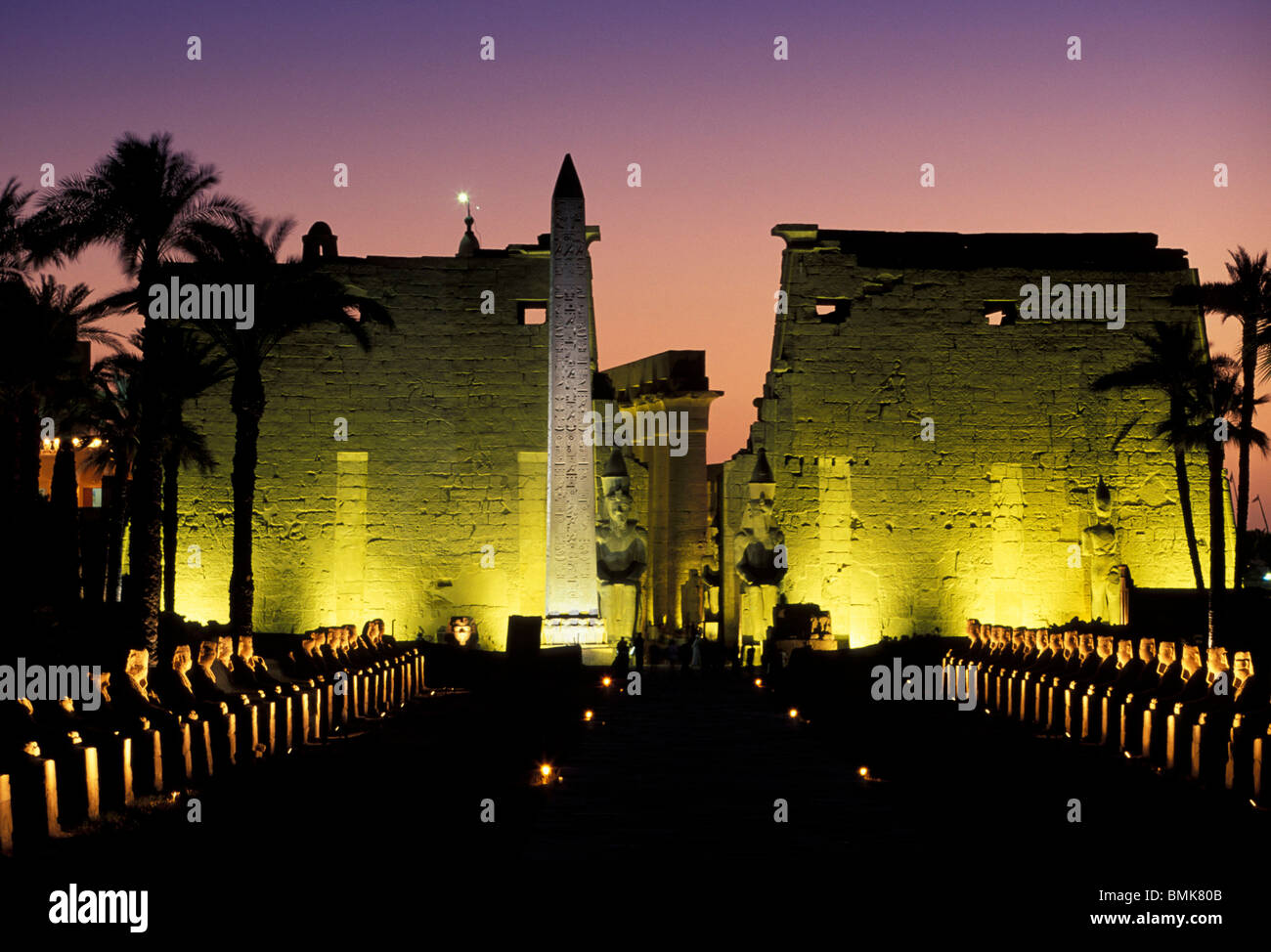 Africa, Egypt, Upper Egypt, Luxor. Luxor Temple at night Stock Photo ...
