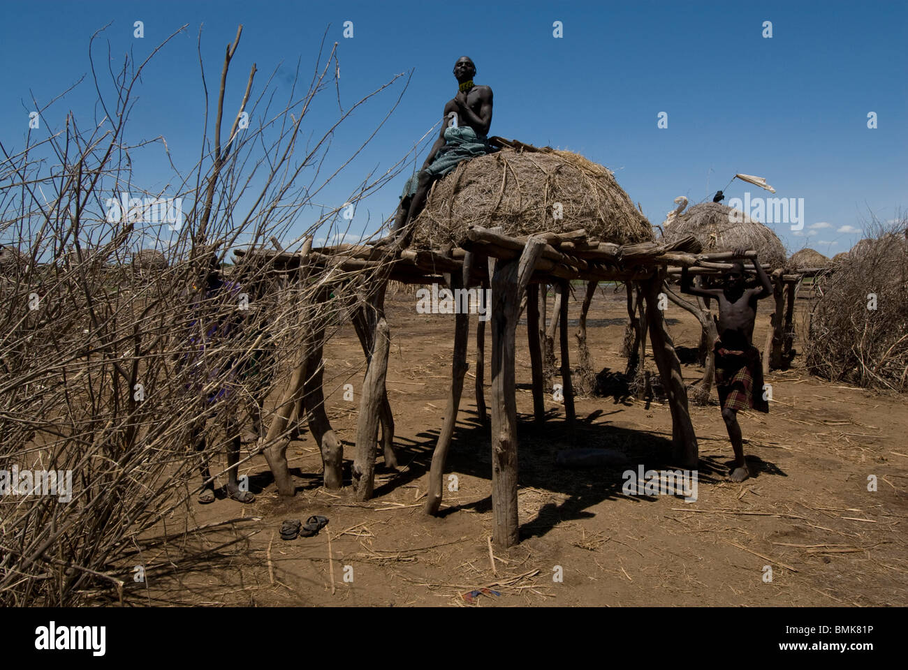 Ethiopia, Lower Omo River Basin, Omo Delta, Dassenech village ...