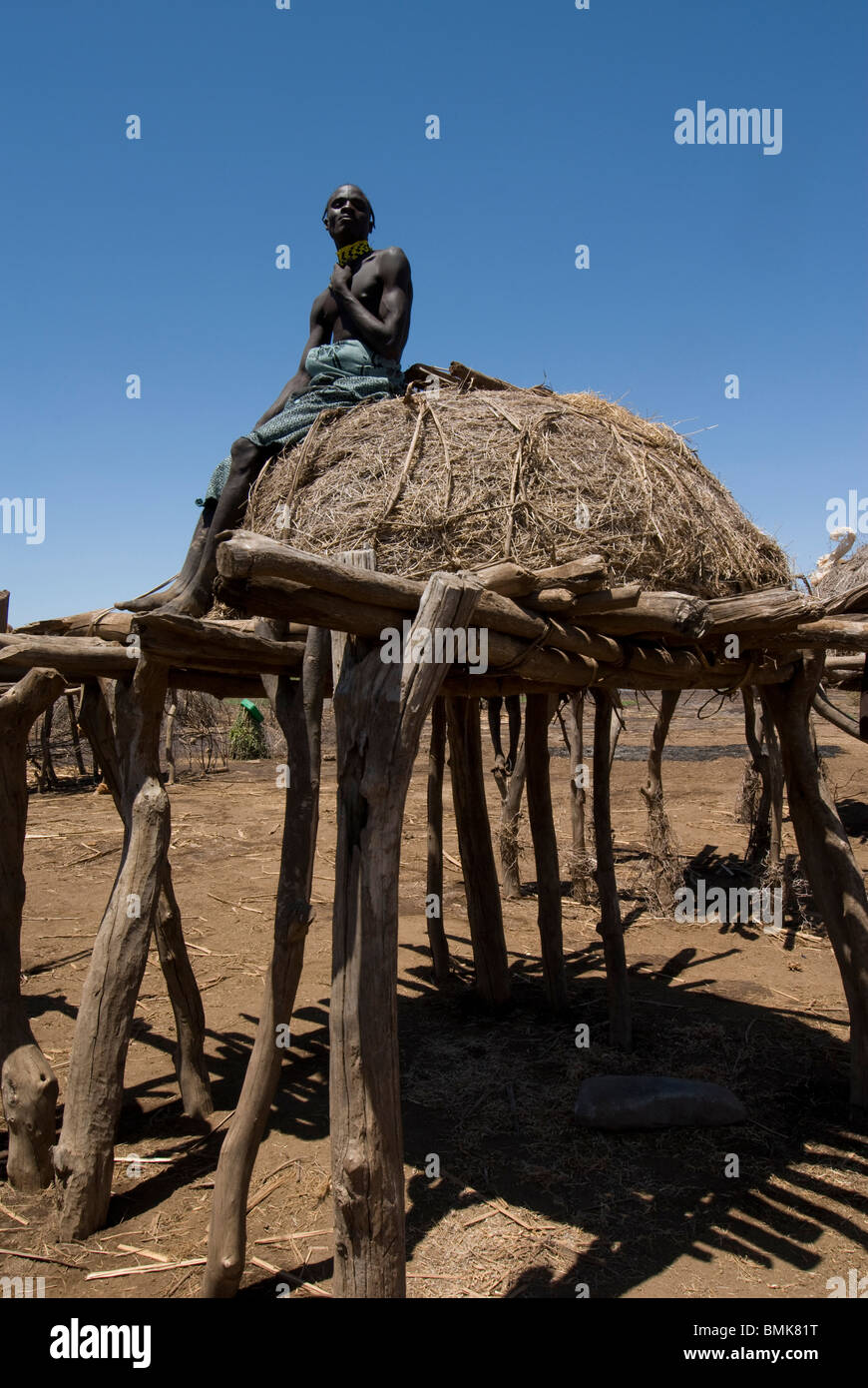 Ethiopia, Lower Omo River Basin, Omo Delta, Dassenech village ...