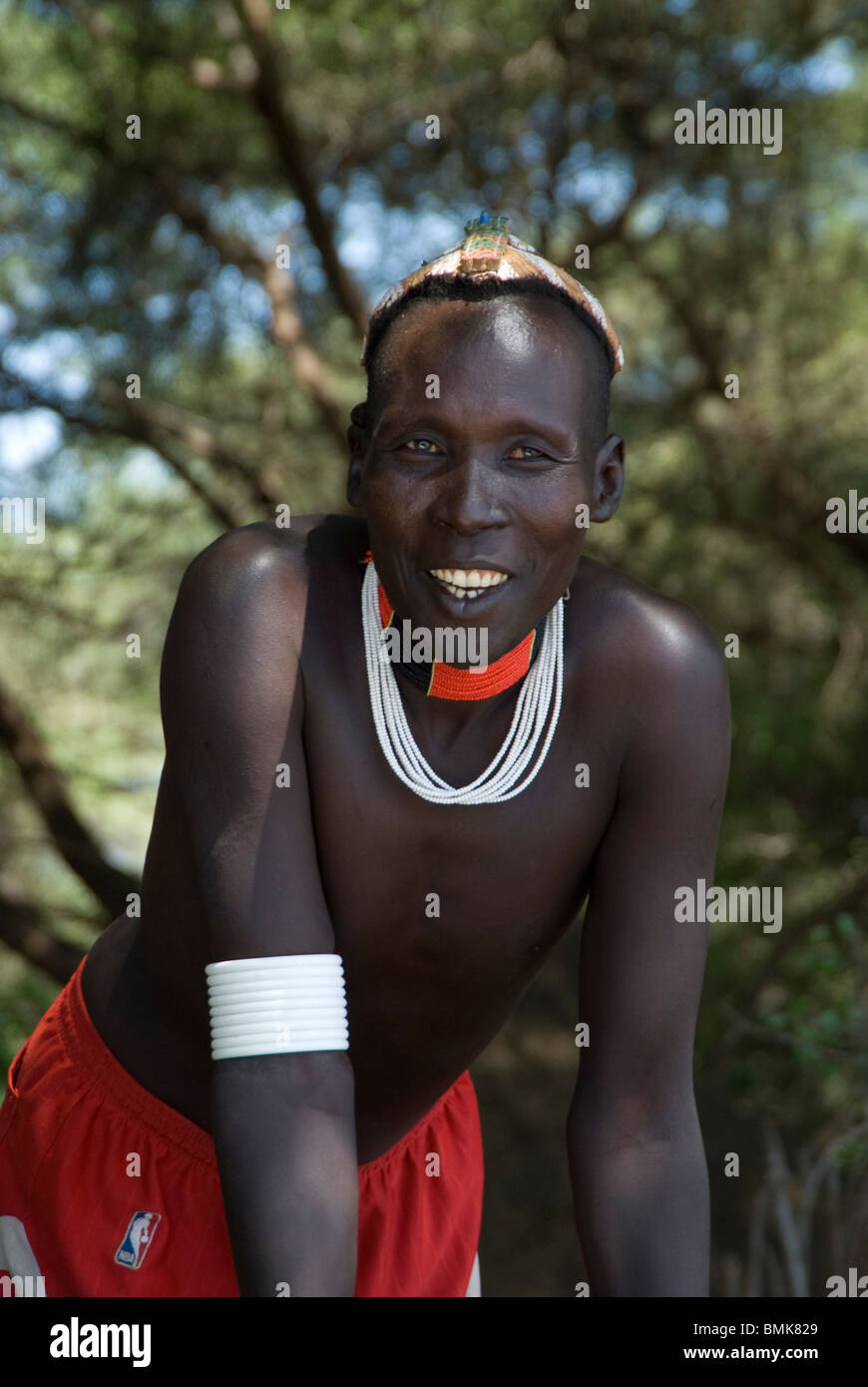 Ethiopia, Lower Omo River Basin, Omo Delta, portrait in Dassenech ...