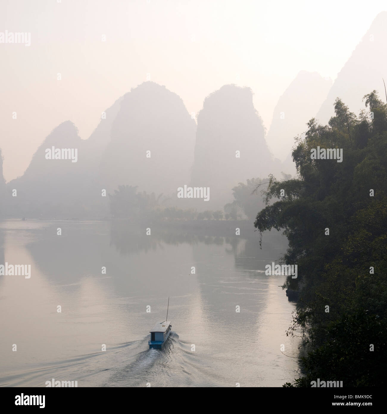 Li River, Yangshuo, Guilin, Guangxi Province, China; Boat In The Water ...