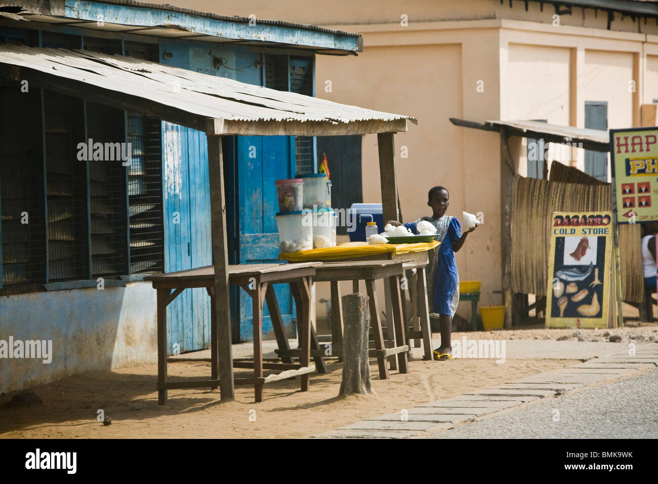 Africa, West Africa, Ghana, Coastal Road. Dagagbo Cold Store hand ...
