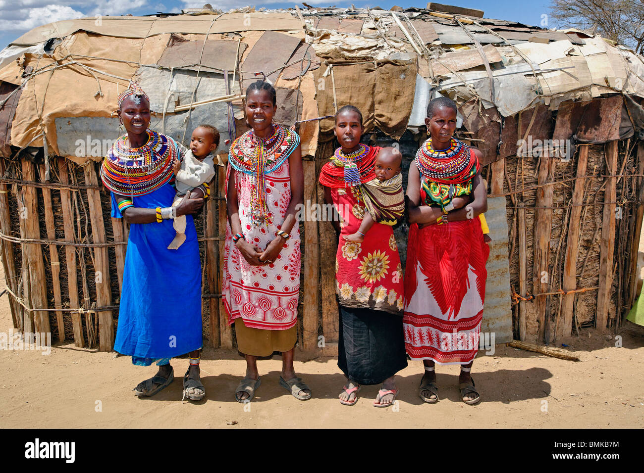 Samburu women colorfully drressed, Samburu Game Reserve, Kenya, Africa ...