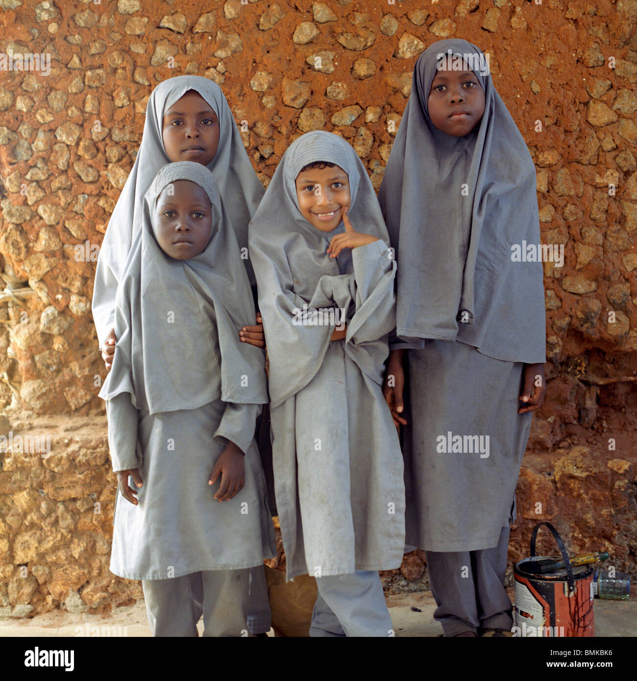 Young african muslim girls in Kenya wearing traditional muslim madrassa ...