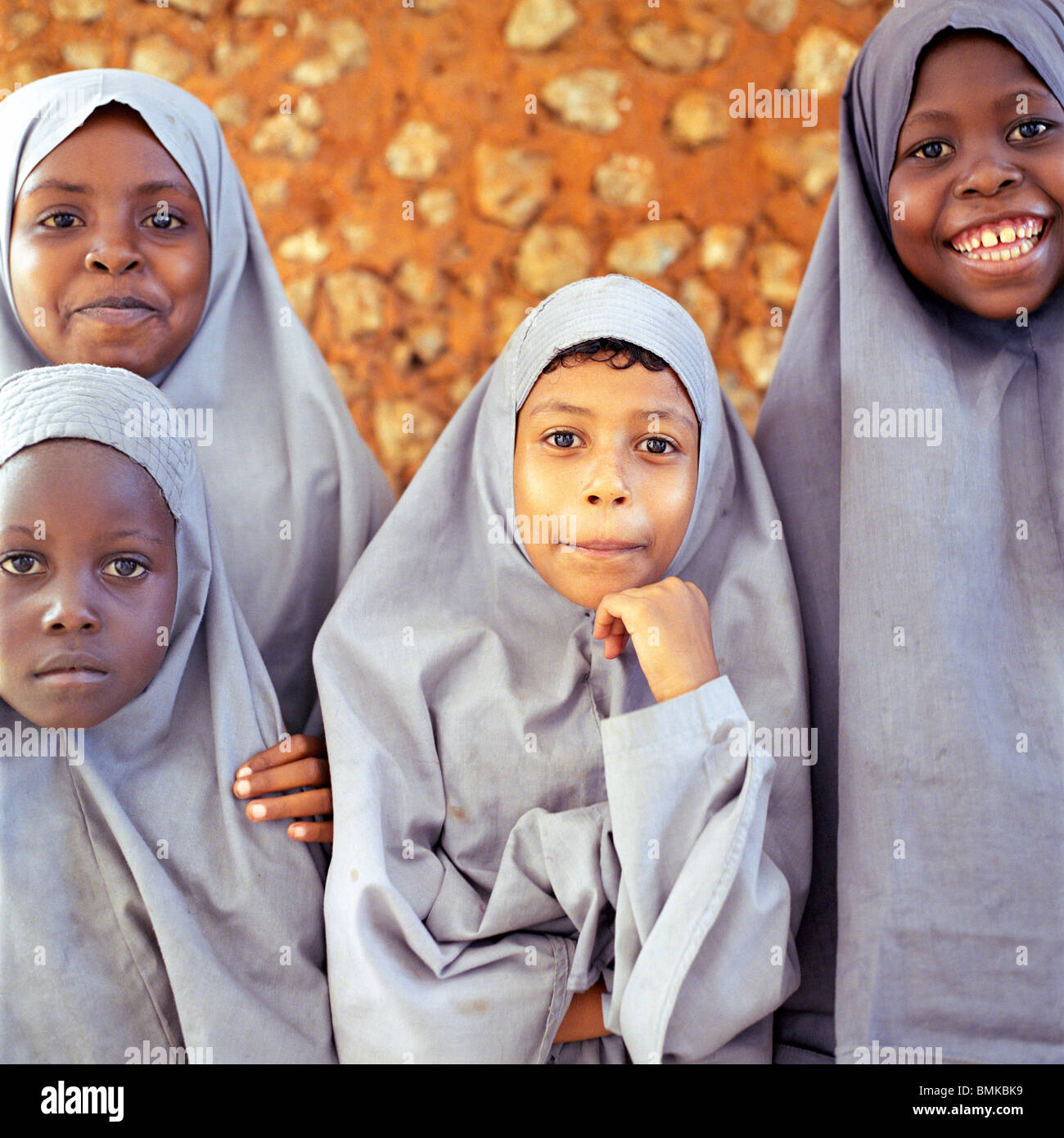 Young african muslim girls in Kenya wearing traditional muslim madrassa ...