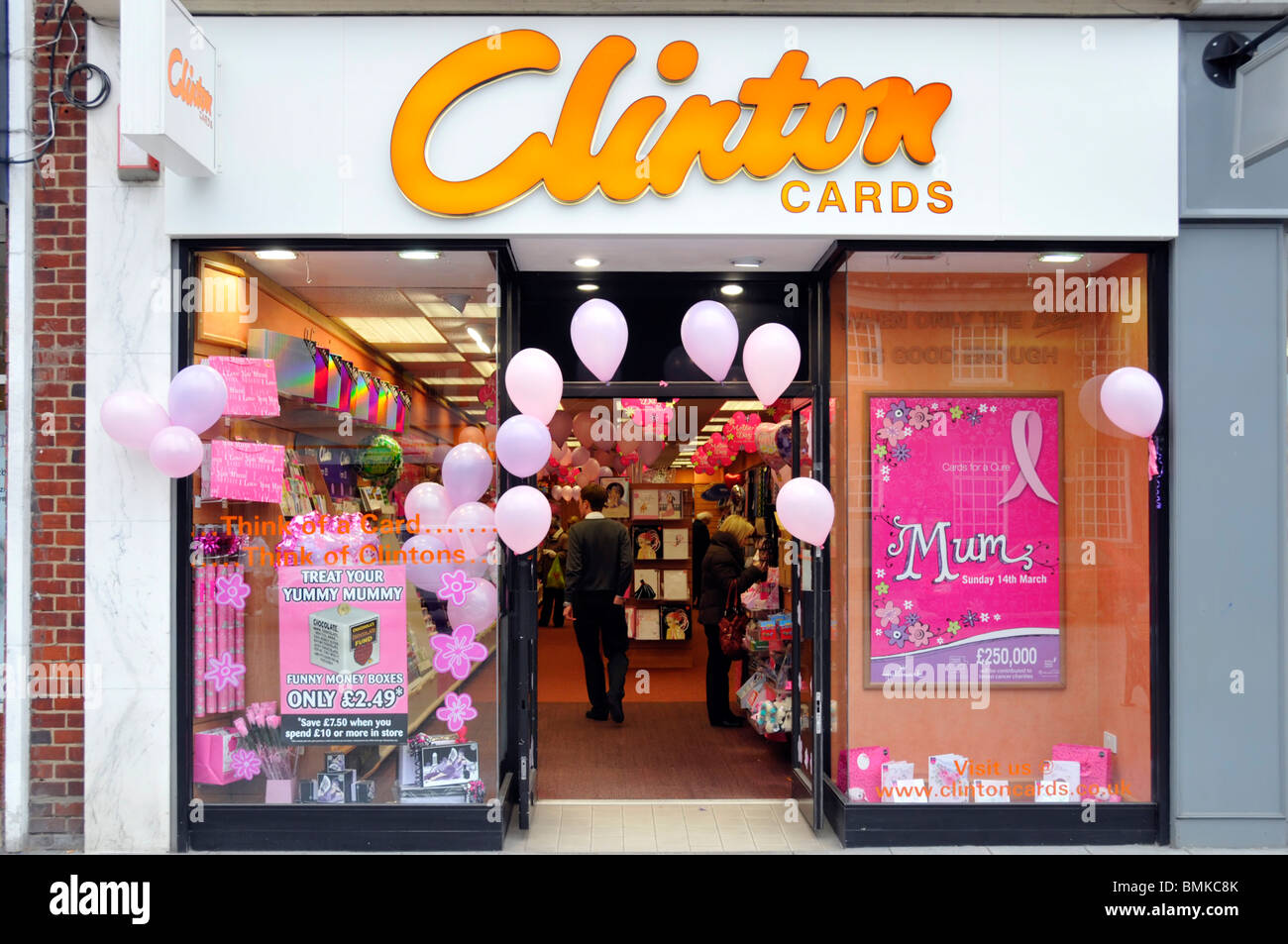 Mothering Sunday card promotion in Clinton Cards shop window Stock ...