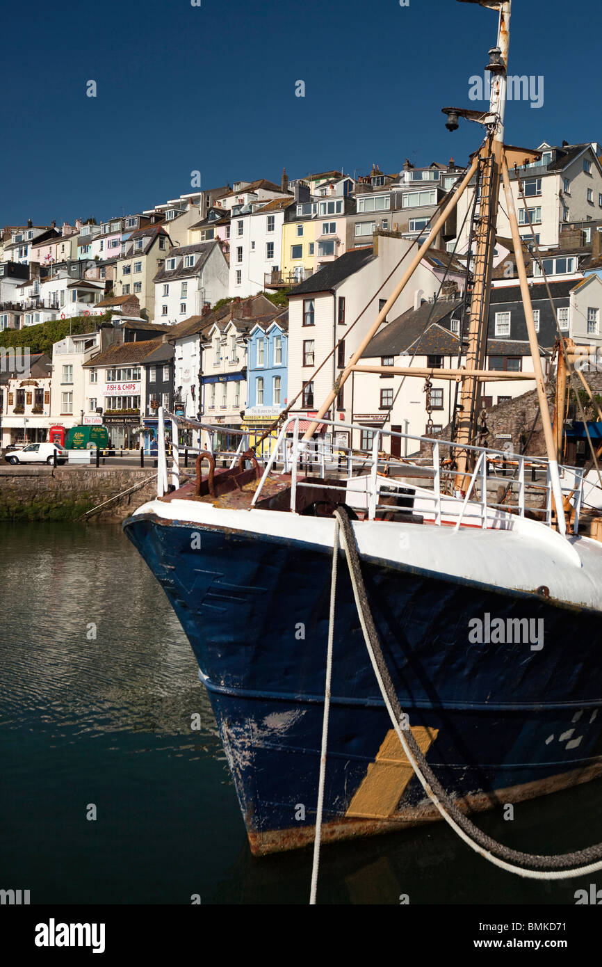 UK, England, Devon, Brixham fishing boat moored in the harbour Stock ...