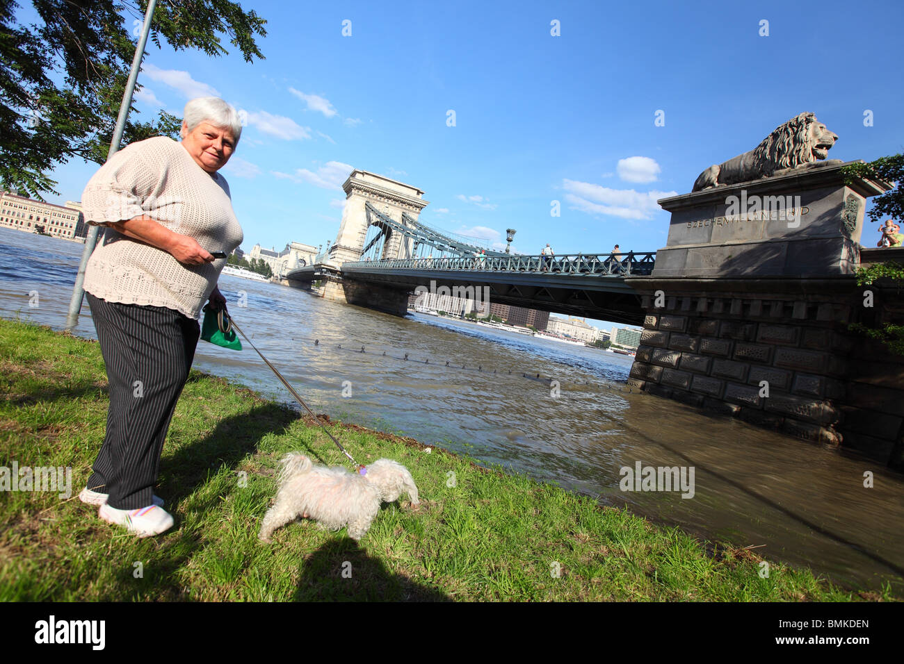 Budapest, Hungary, Chain Bridge, Szechenyi Lanchid, Dunabe danu ...