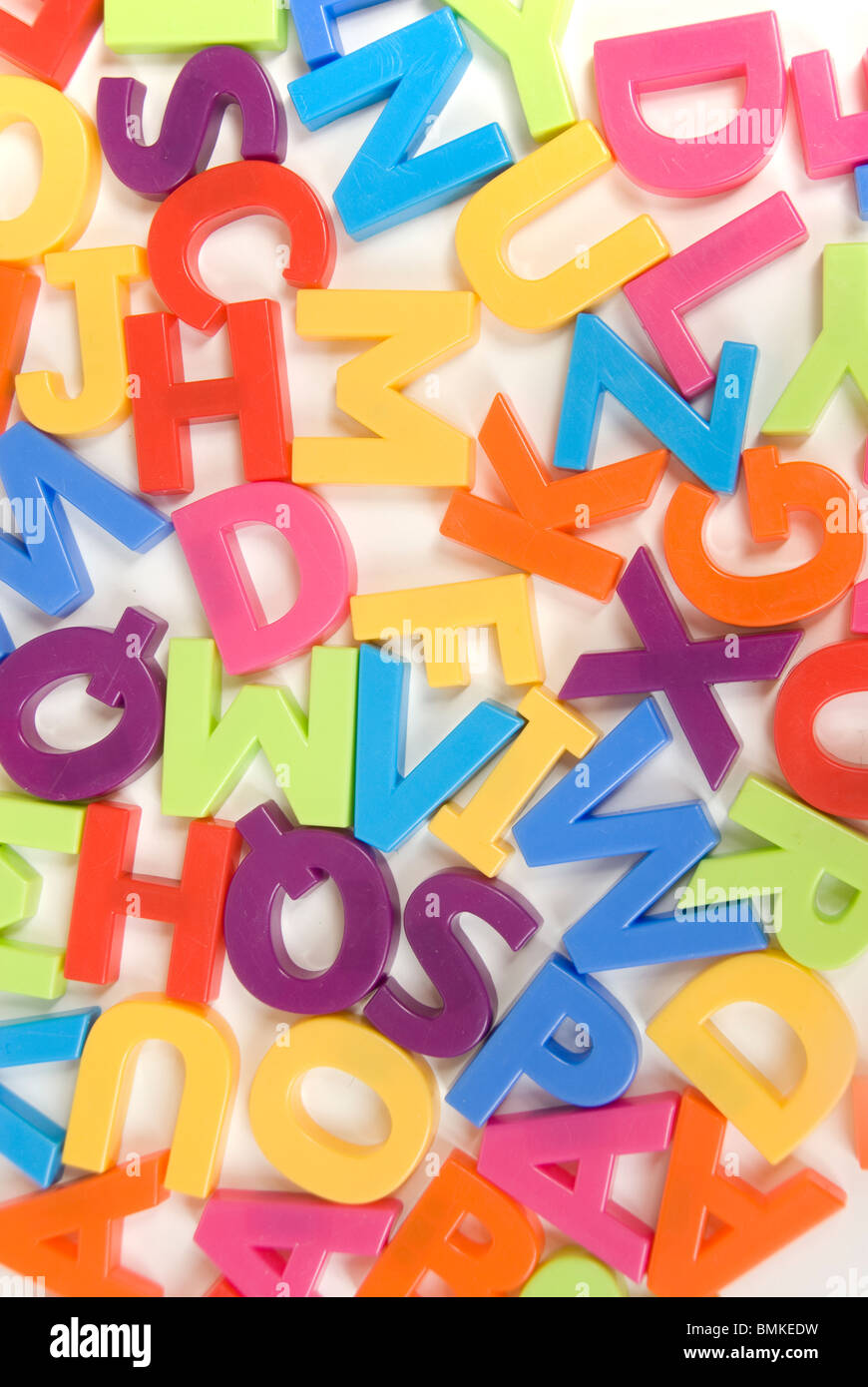Brightly Colored Childrens Toy Magnetic Alphabet Letters on White ...