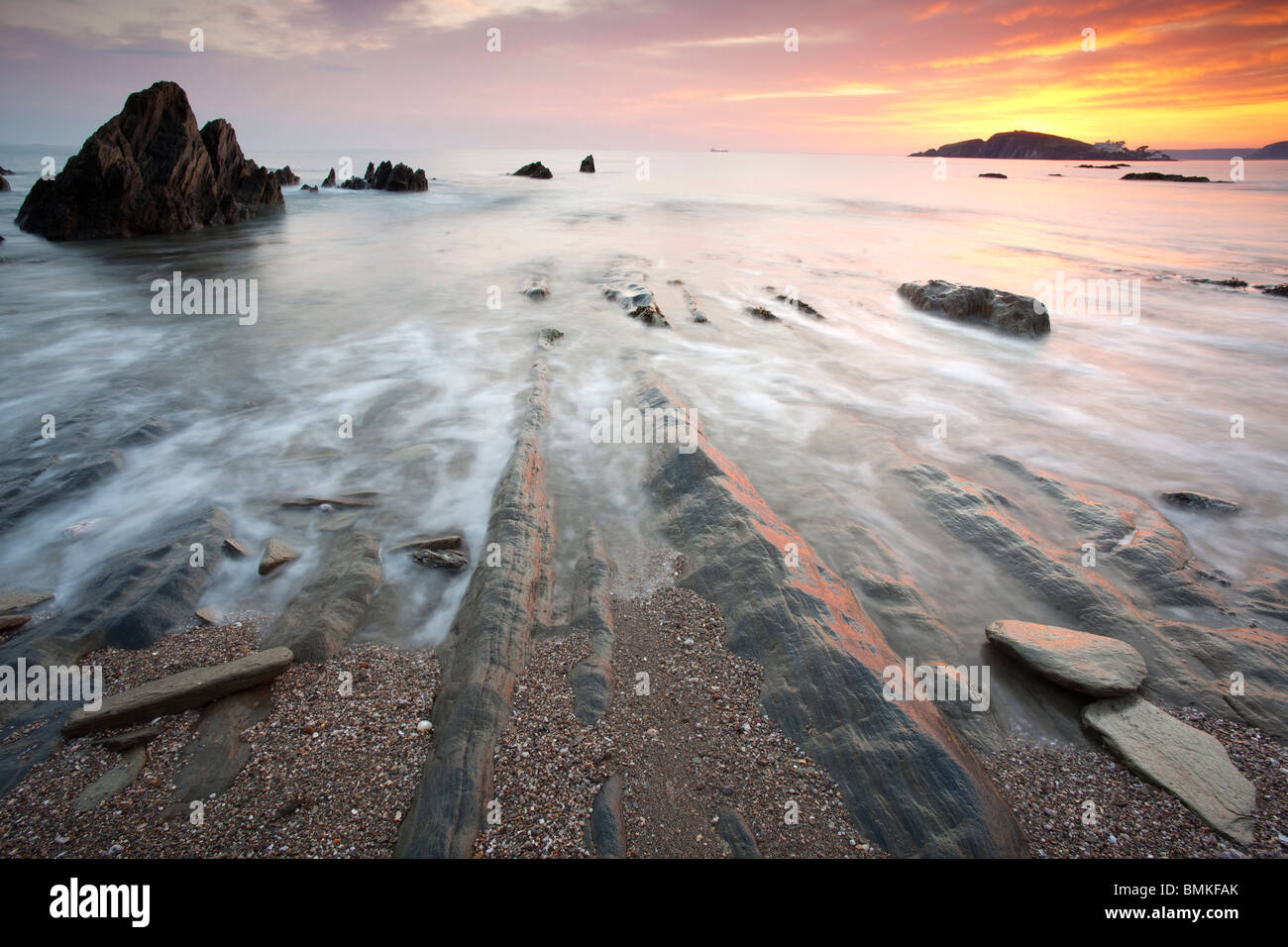 Bantham Bay at Sunset, Devon, UK Stock Photo - Alamy