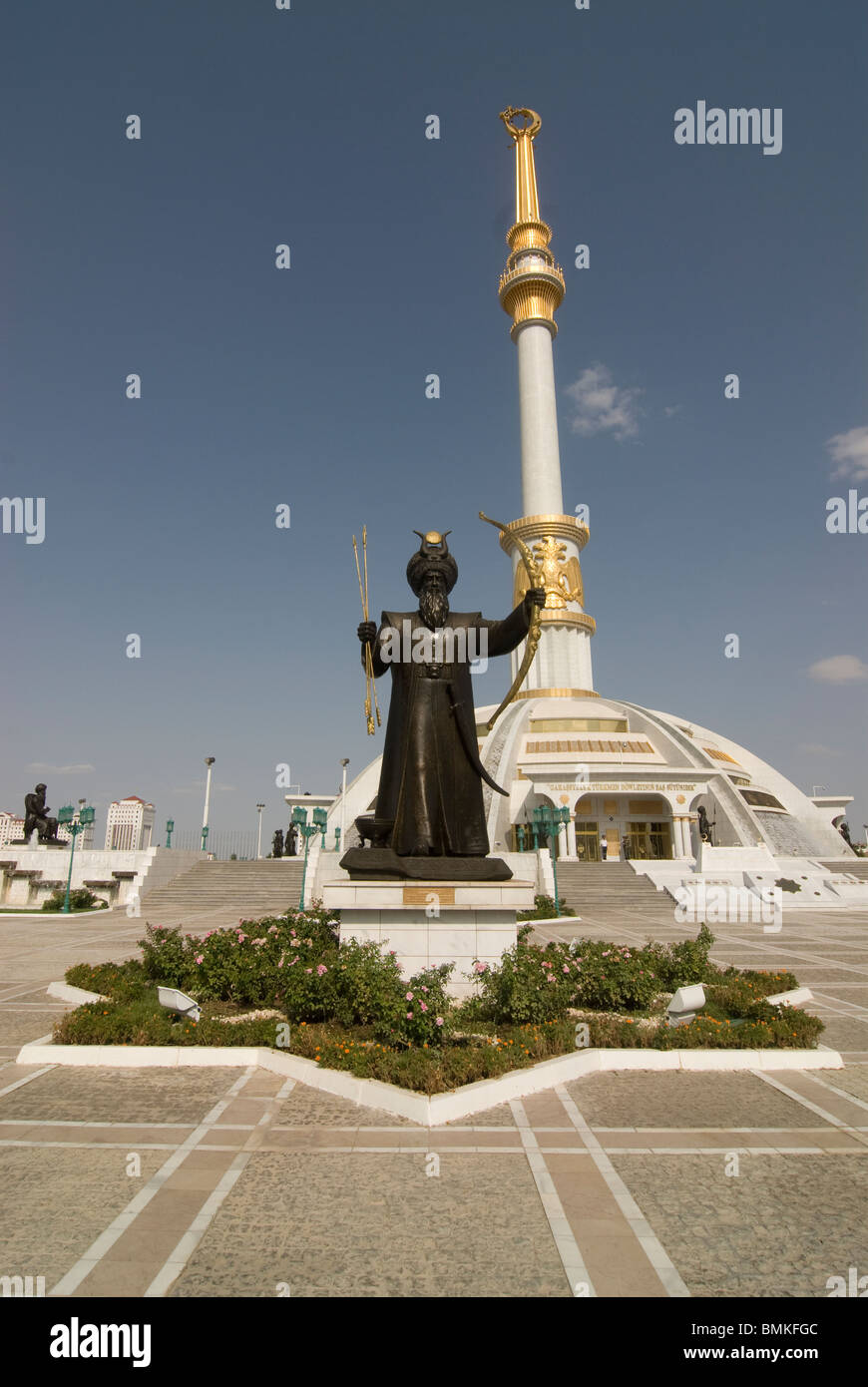 Statue with sword at Monument of the Independence of Turkmenistan ...
