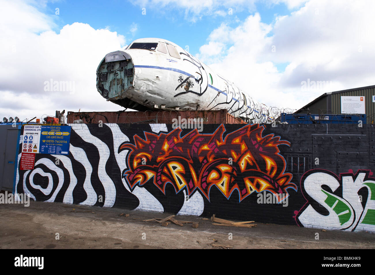 Scrap metal merchants with airplane in Sandbach UK Stock Photo - Alamy