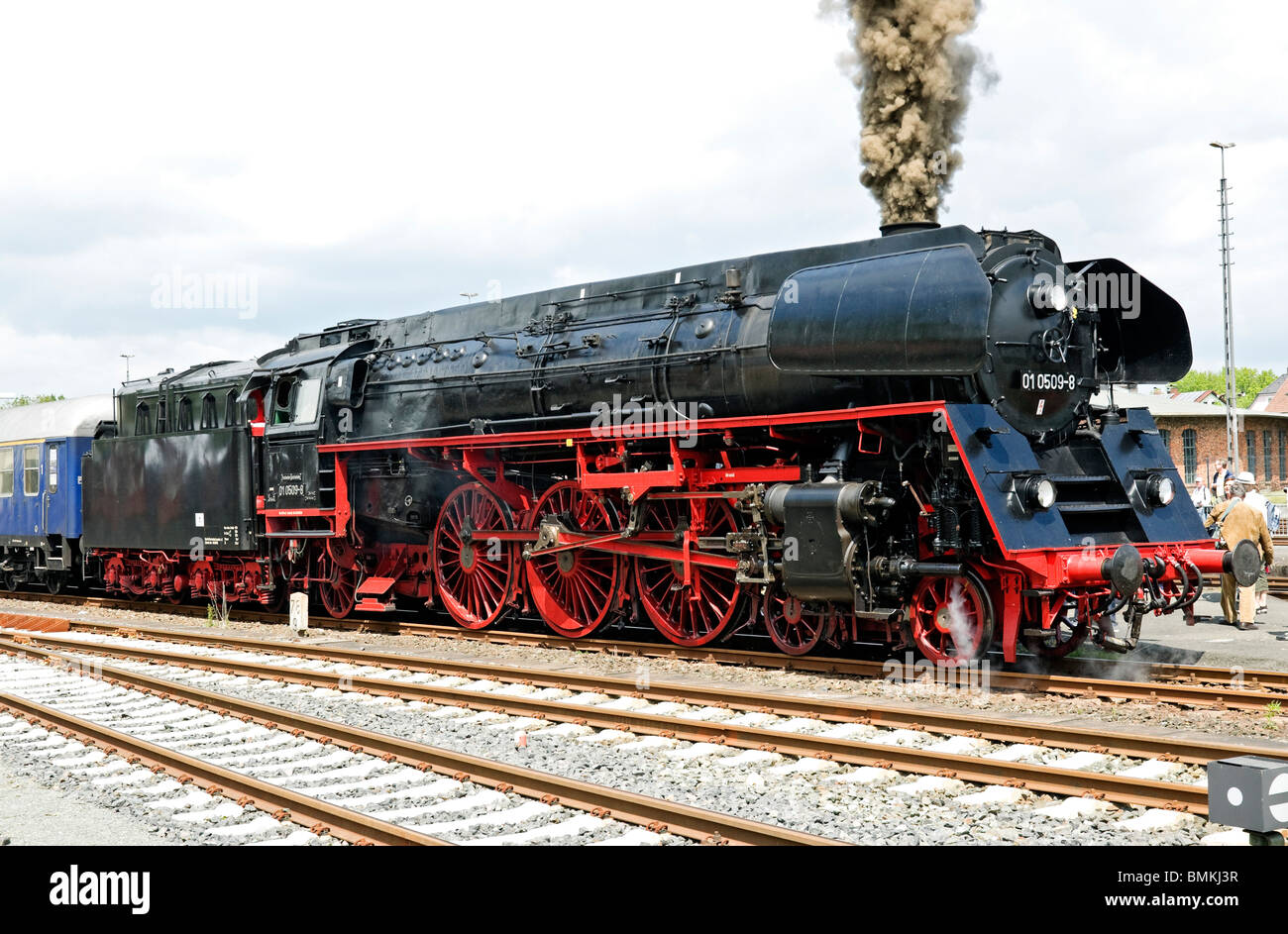 Preserved class 01 steam locomotive at Neuenmarkt, Bavaria, Germany ...