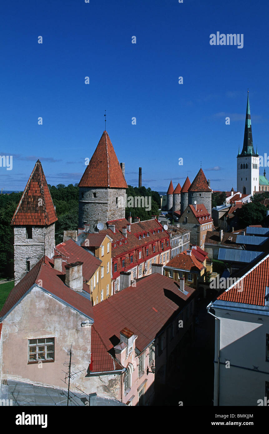 Estonia,Tallinn,Old Town,Lower Town Walls,St. Olaf Church Stock Photo ...