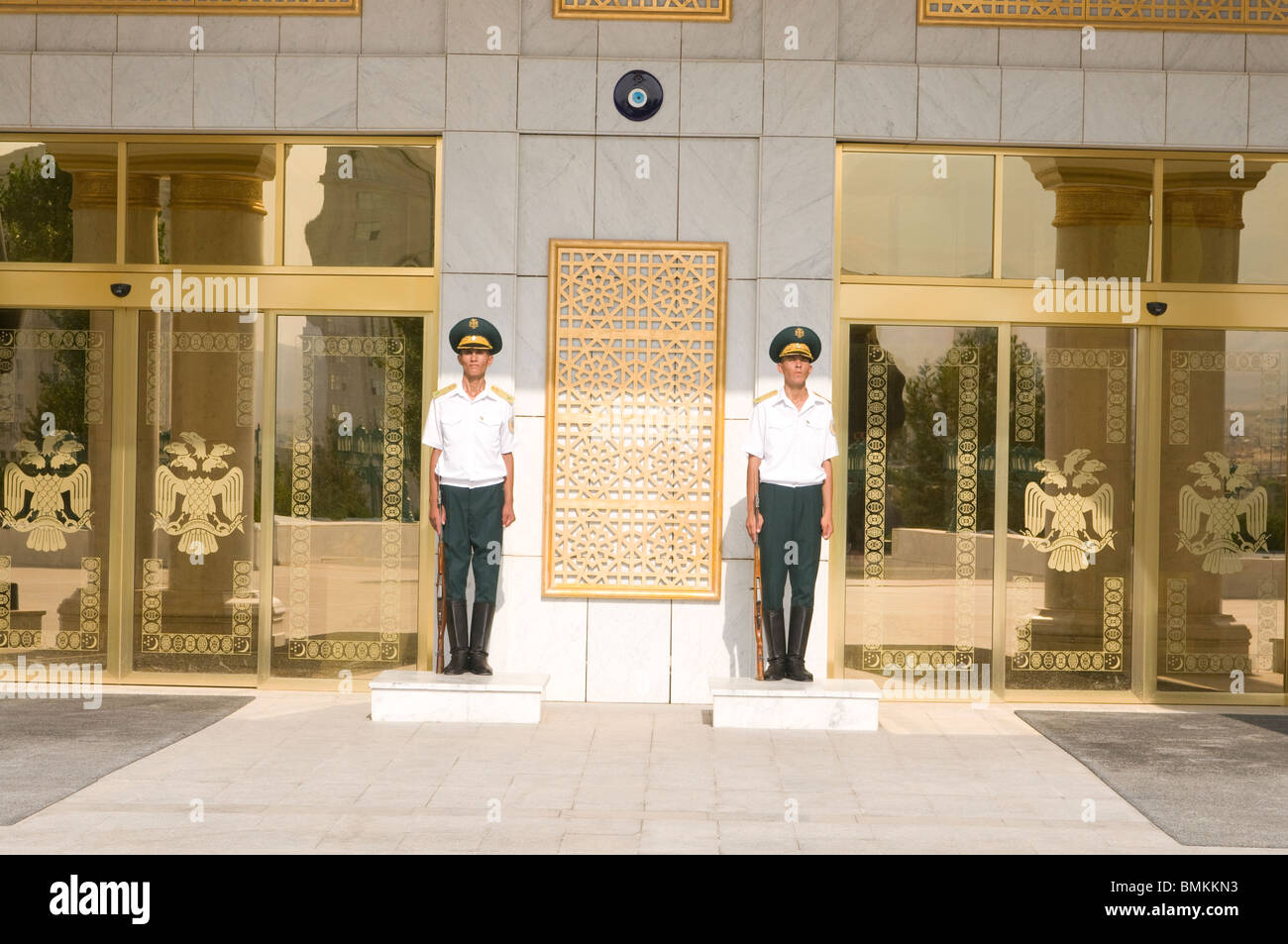 Guards at Monument of the Independence of Turkmenistan, Ashgabad Stock ...