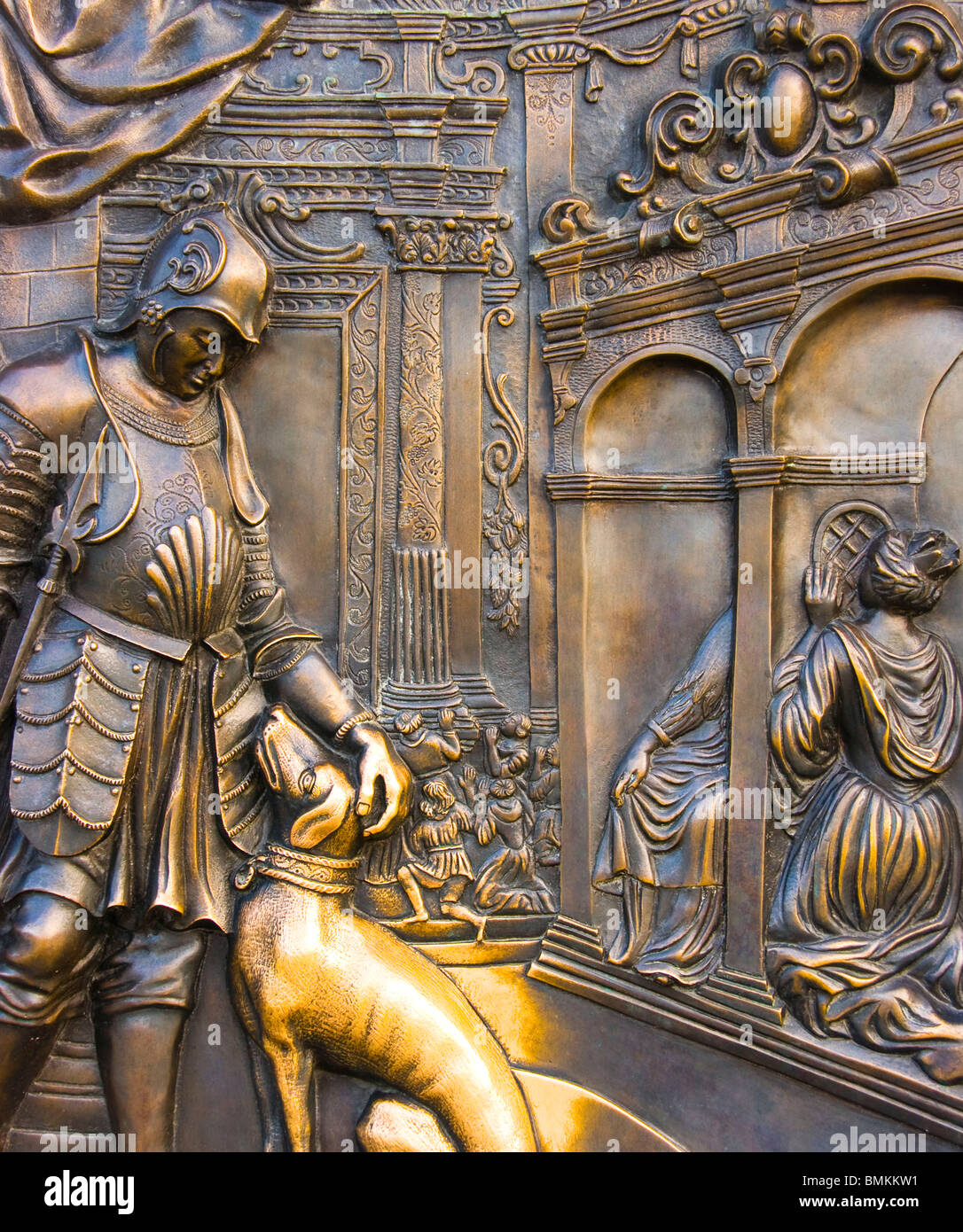 Brass relief of Czech martyr St John of Nepomuk Charles Bridge Prague ...