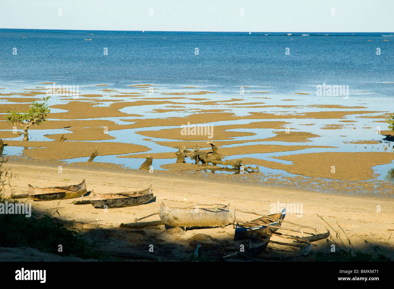 Madagascar, Mangily. Boats on the beach Stock Photo - Alamy