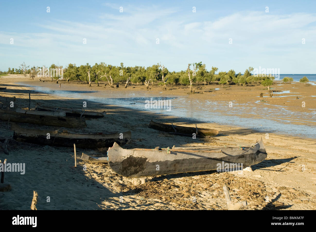 Madagascar, Mangily. Boats on the beach Stock Photo - Alamy