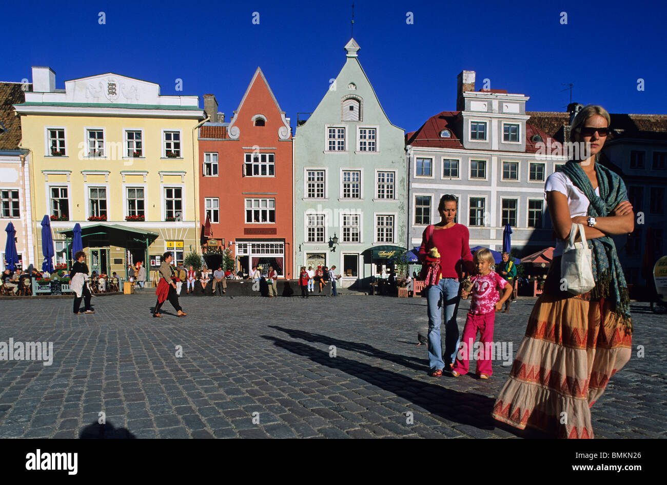 Estonia,Tallinn,Old Town,Town Hall Square (Raekoja plats),Old houses ...