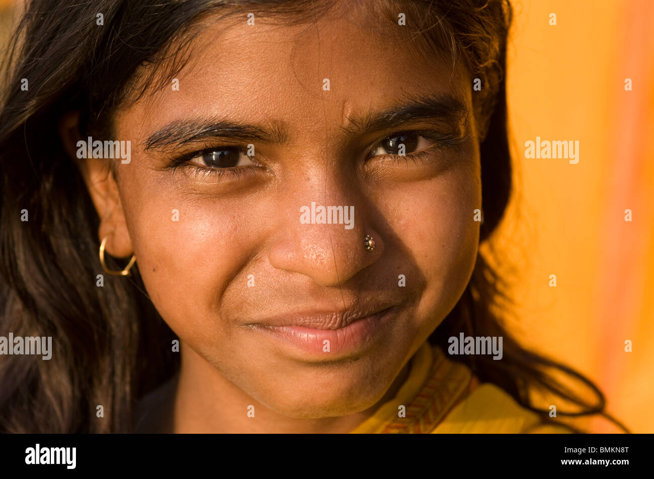 Smiling, Indian girl. Calcutta. India Stock Photo - Alamy