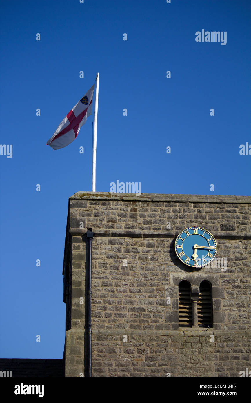 Flag of St George flying above The Church of St Mary The Virgin ...