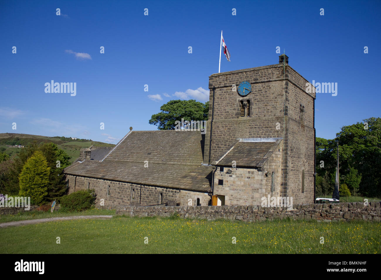 Flag of St George flying above The Church of St Mary The Virgin ...