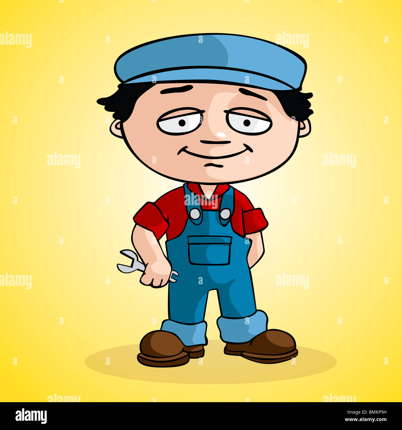 Mechanic man draw in cartoon style Stock Photo - Alamy