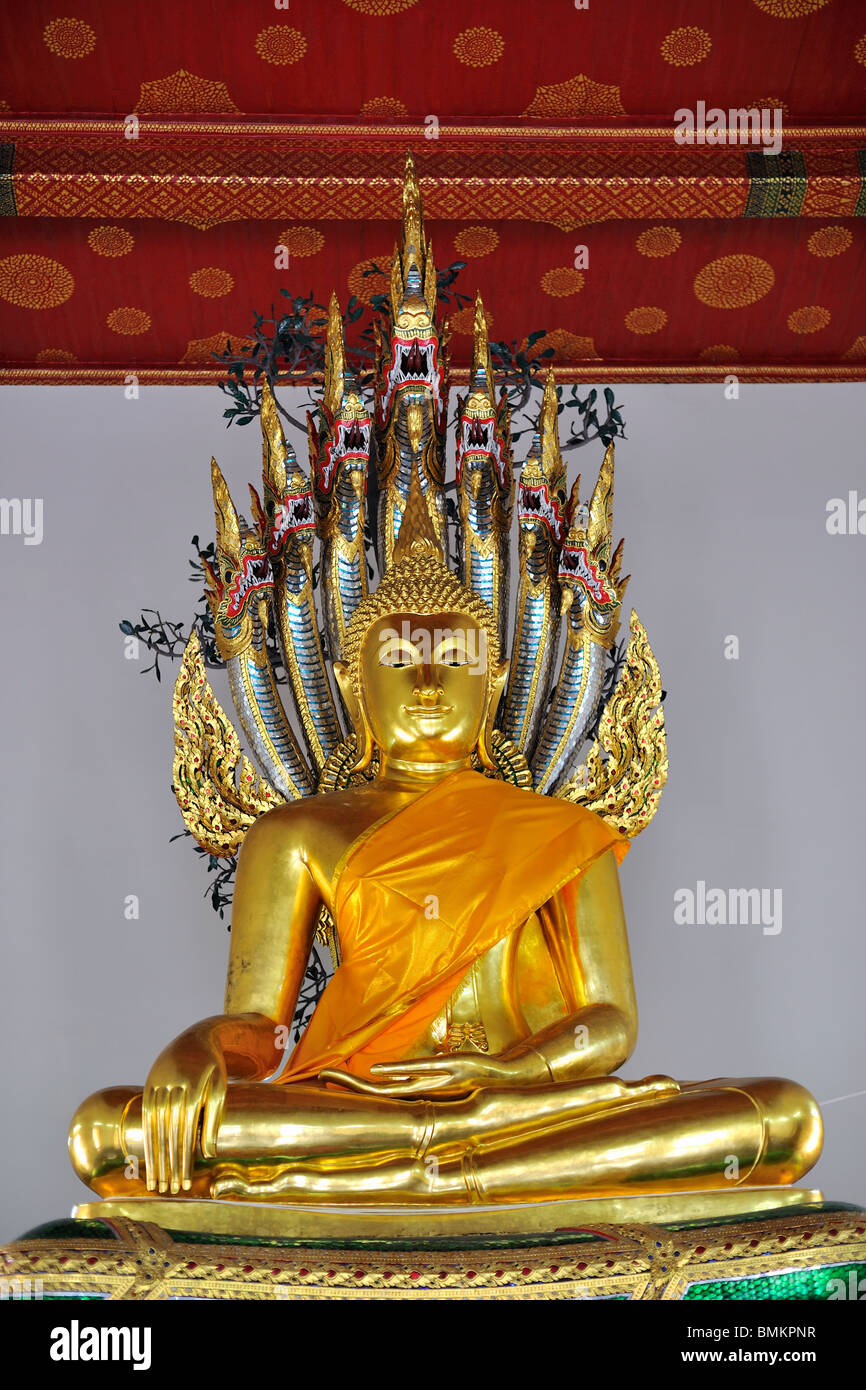 A buddha statue in the position of the Buddha meditating. The seven ...