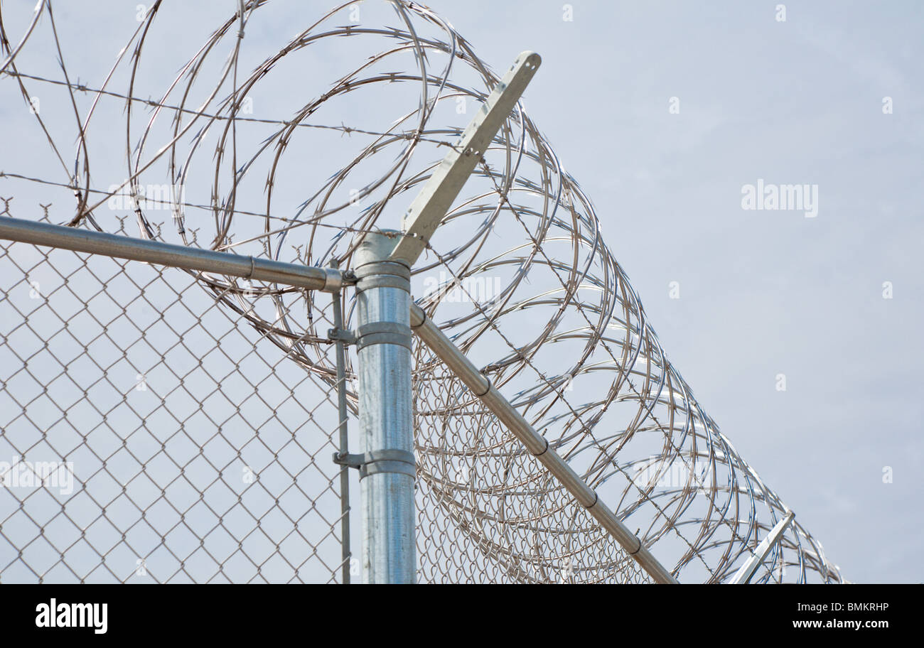 Florida - Feb 2009 - Stainless steel razor wire spirals over chain link ...