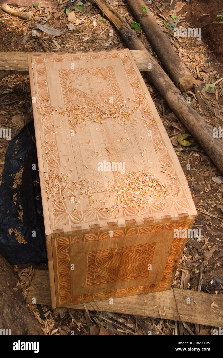 Africa; Malawi; Mulanje; Likhubula; Mt. Mulanje; Wooden chest made of ...