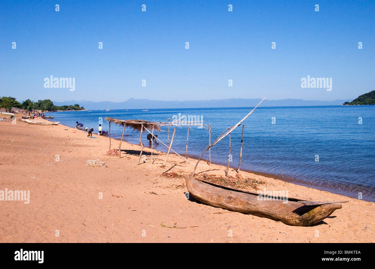 Africa; Malawi; Cape Maclear; Lake Malawi; Beach scene at Cape Maclear ...