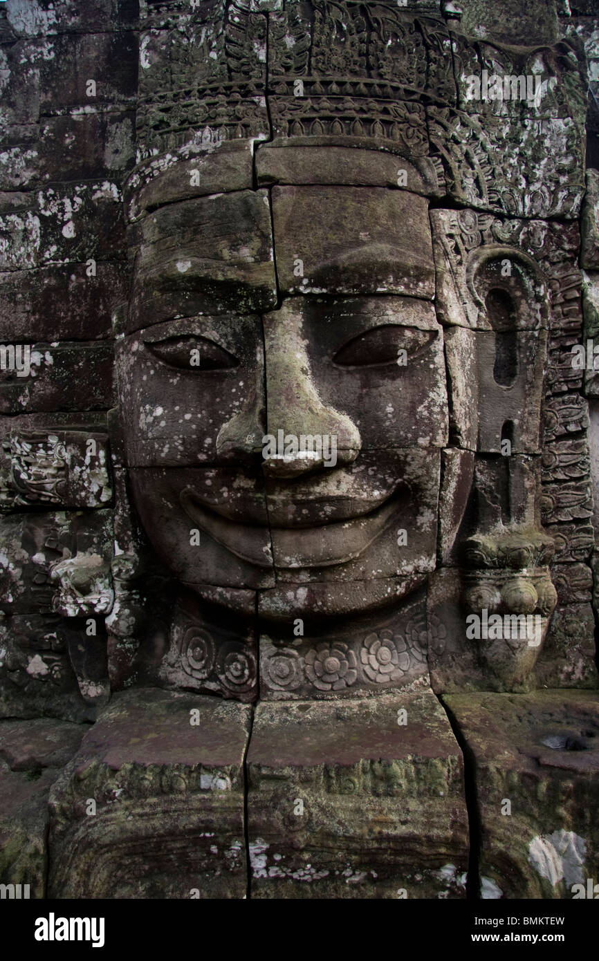 Bayon face portrait, Angkor Thom Stock Photo - Alamy