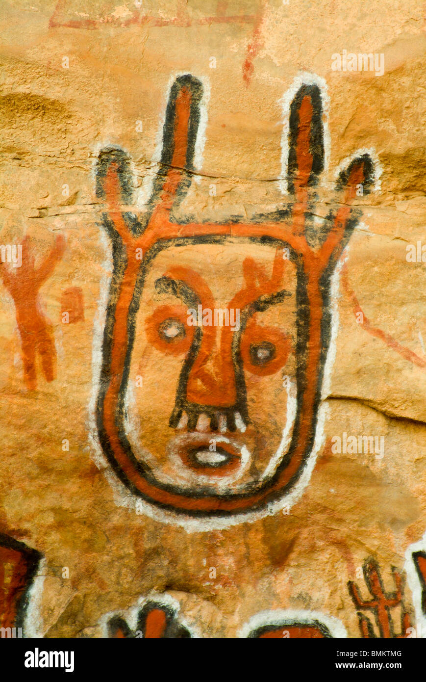 Africa, West Africa, Mali, Songo Village. Painting on rock wall of ...