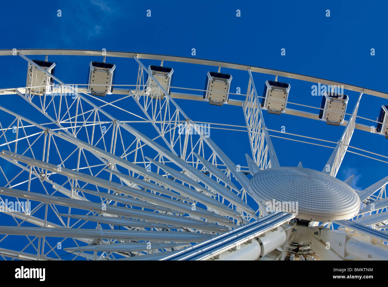 ferris wheel on blue sky background. horizontal shot Stock Photo - Alamy