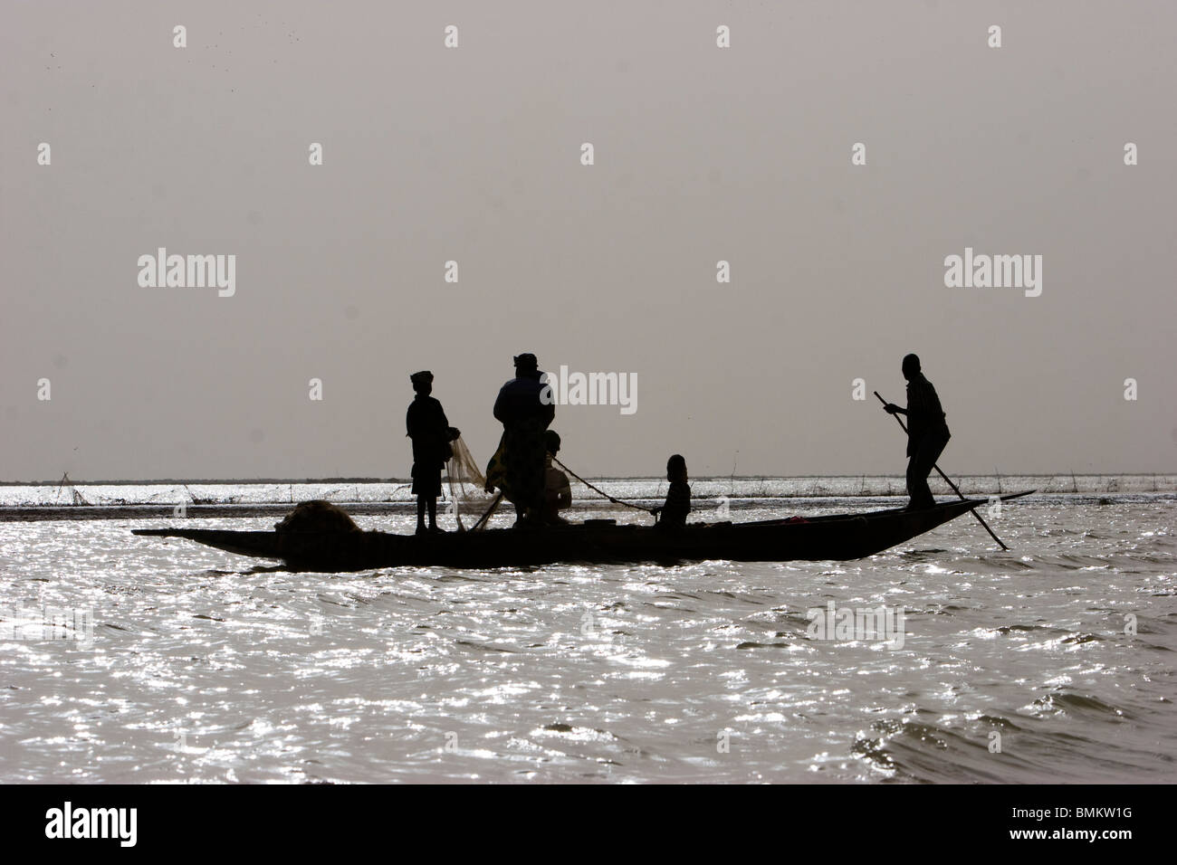 Mali, Lake D'Ebo. Fishing boat on Lake Debo - Niger River Stock Photo ...