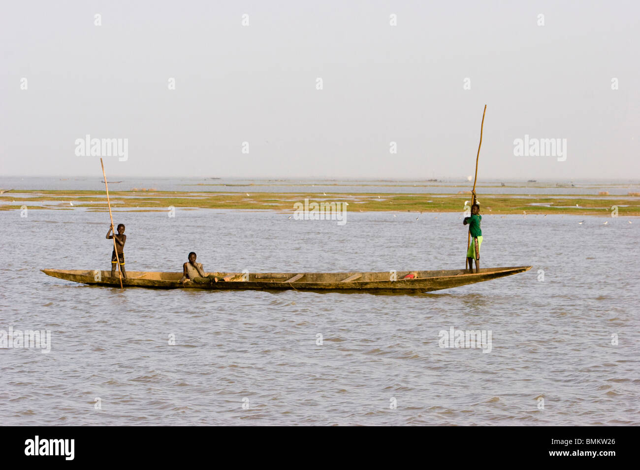 Mali, Lake D'Ebo. Fishing boat on Lake Debo - Niger River Stock Photo ...
