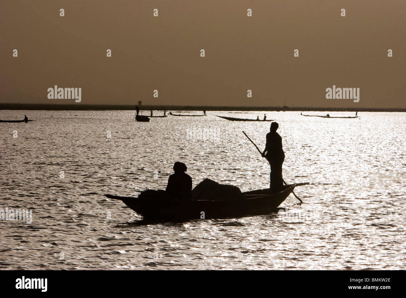 Mali, Lake D'Ebo. Fishing boat on Lake Debo - Niger River Stock Photo ...