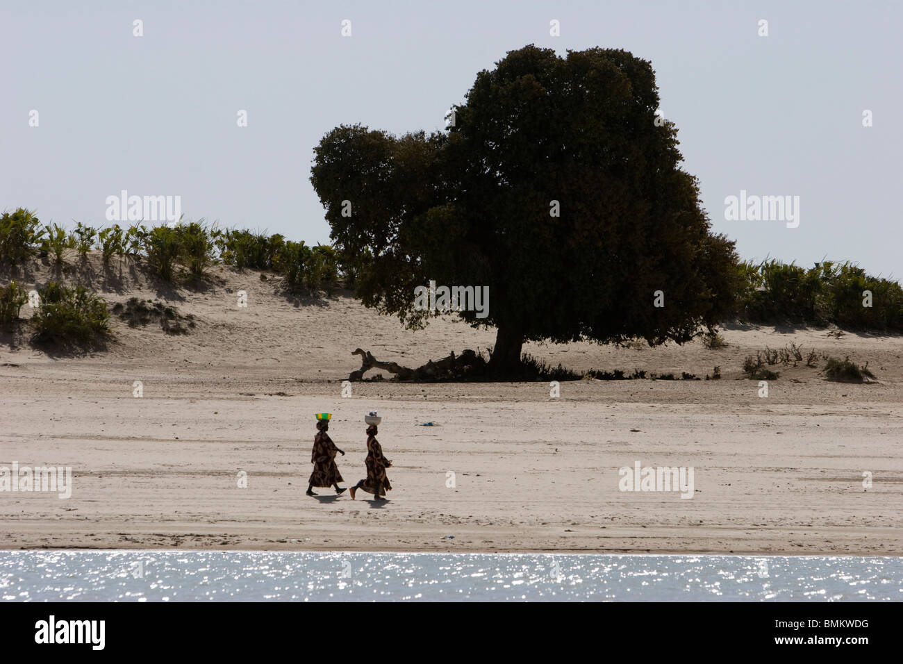 Mali, Mopti. Women walking along the shores of the Niger River between ...