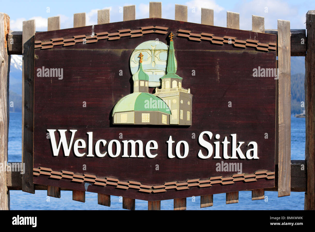 Sign board ; Sitka ; Alaska ; U.S.A. United States of America Stock ...