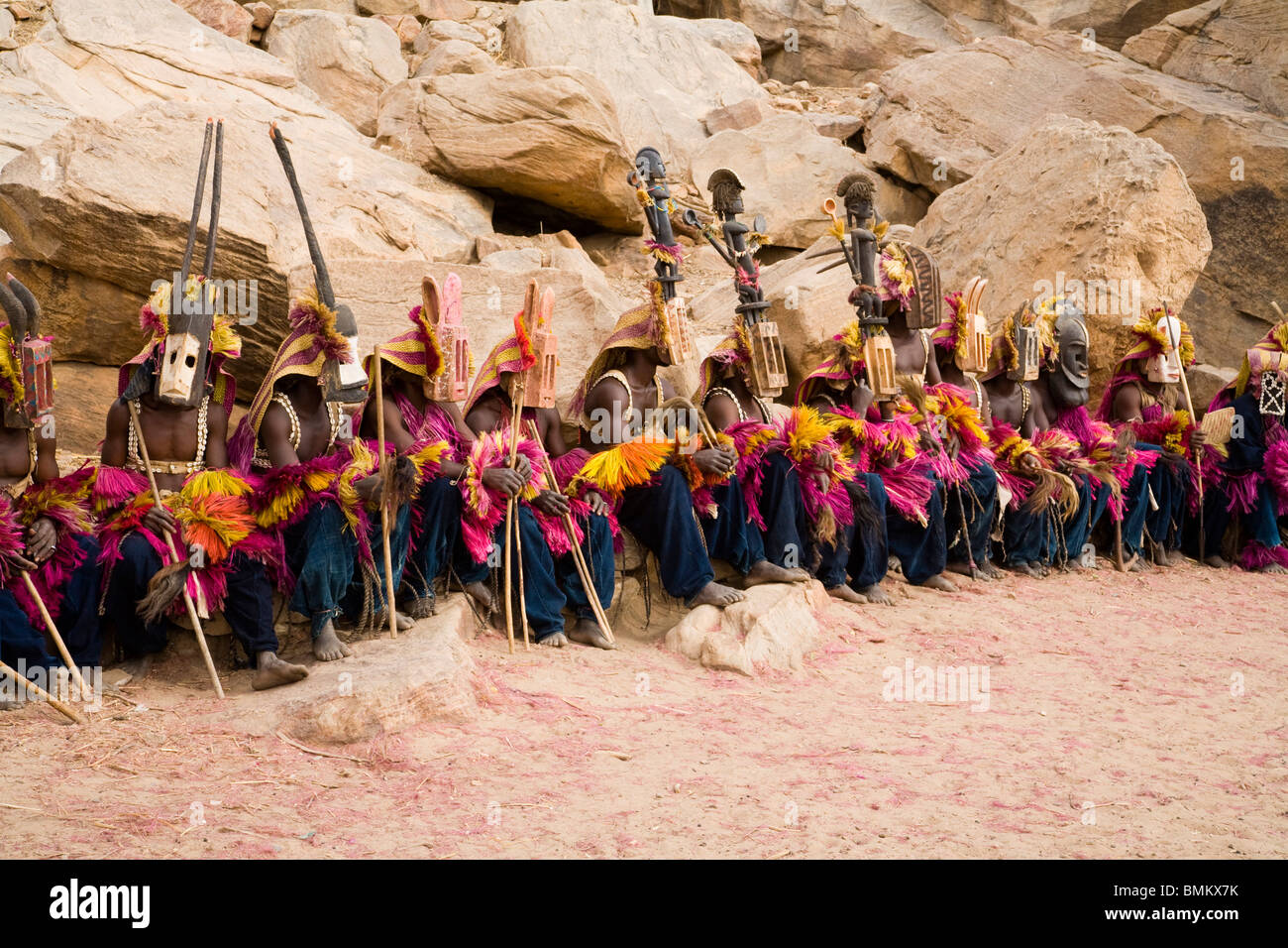Mali, Tireli. Dancers wearing Kananga masks perform at the Dama ...