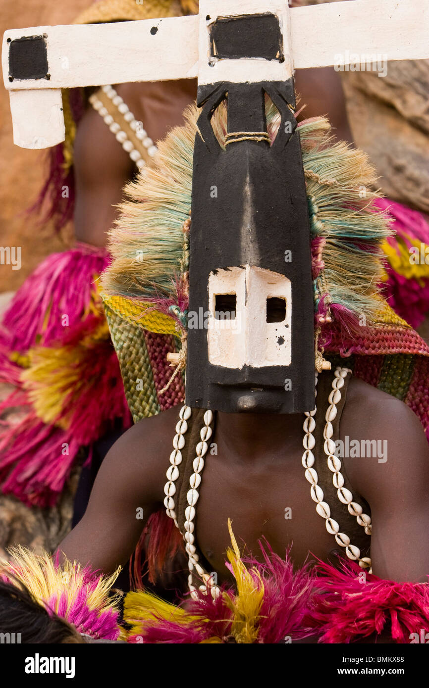 Mali, Tireli. Dancer wearing Kananga mask at the Dama celebration Stock ...