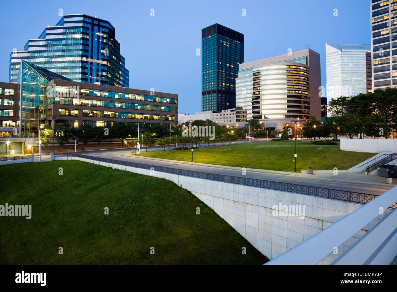 Blue evening in downtown Cleveland Stock Photo - Alamy