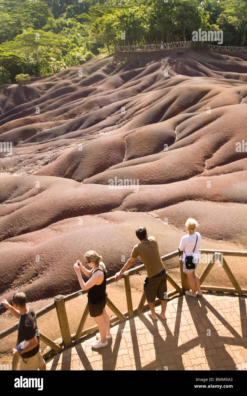 tourists, Coloured Earth (due to decomposed basalt gullies), Chamarel ...