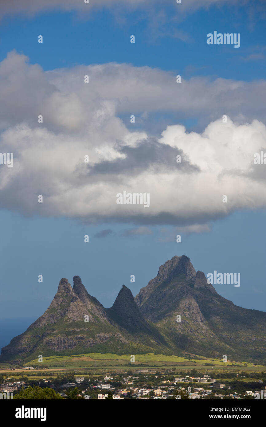 Mauritius, Central Mauritius, Curepipe, Coastal Mountains from Trou aux ...