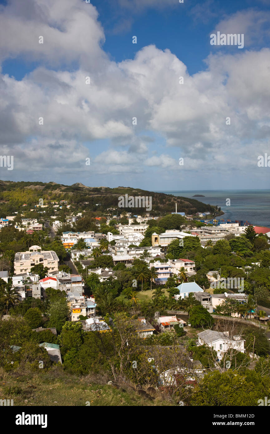 Mauritius, Rodrigues Island, Port Mathurin, view from town overlook ...