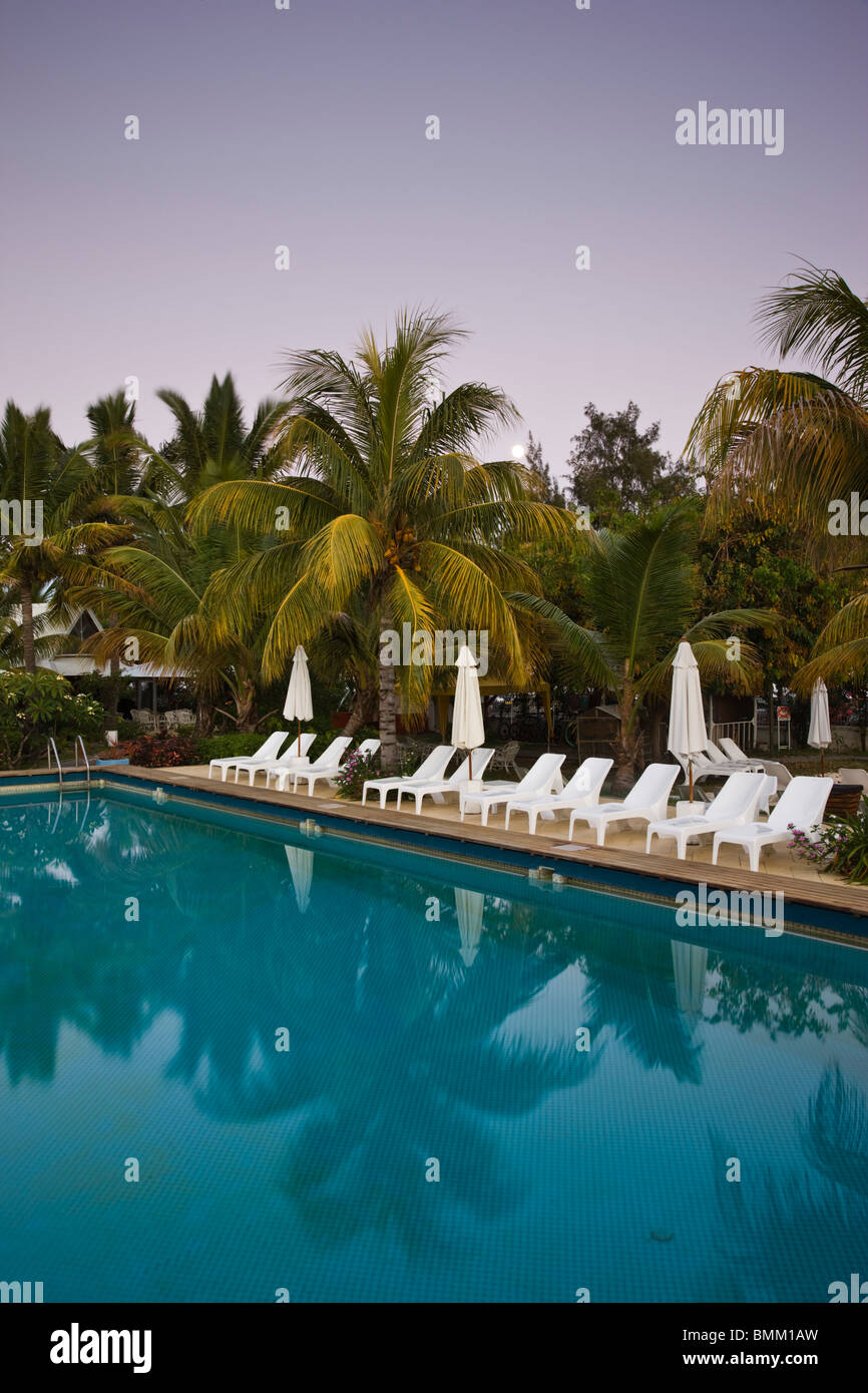 Mauritius, Western Mauritius, Tamarin, Tamarin Hotel swimming Pool, dawn Stock Photo - Alamy