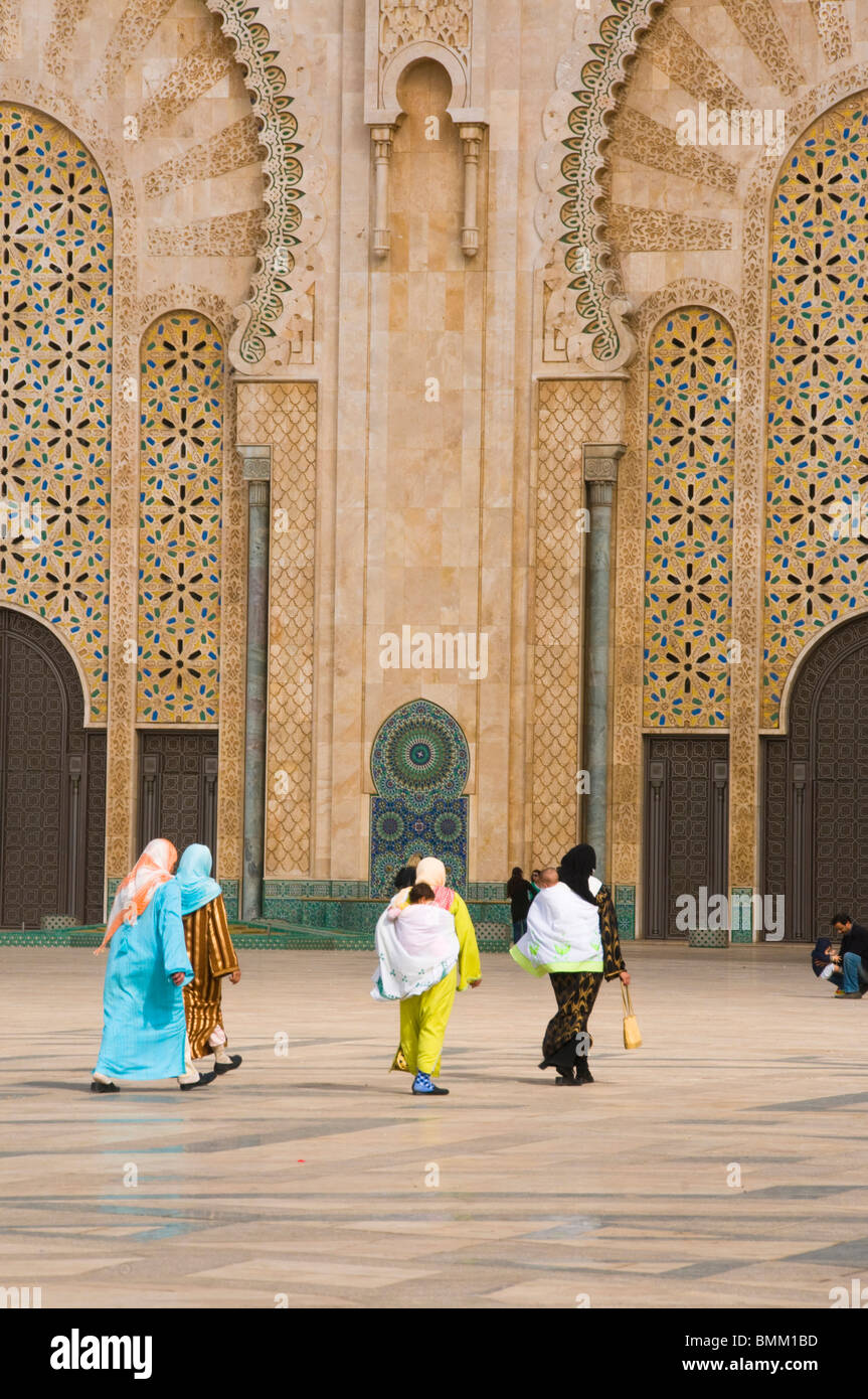 Casablanca Morocco Moroccan worshippers head into the Hassan II Mosque ...
